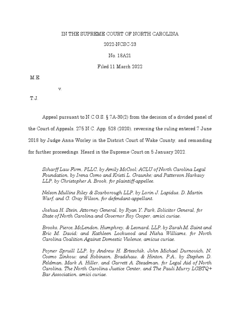 NC Supreme Court's Ruling On Rights of Same-Sex Couples To Get A ...