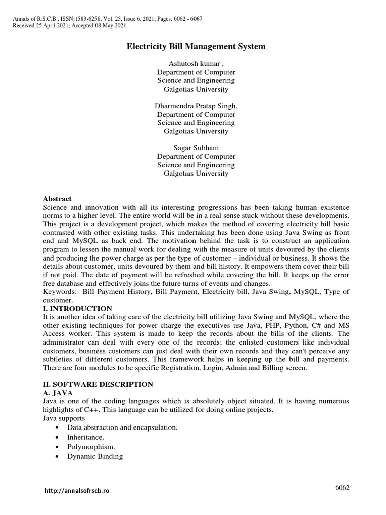 Electricity Bill Management System | PDF | Applications & Software ...