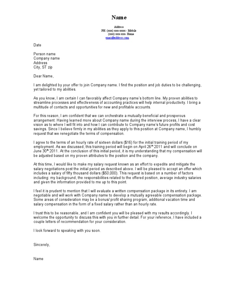 Job Offer Salary Negotiation Letter | PDF | Salary | Negotiation