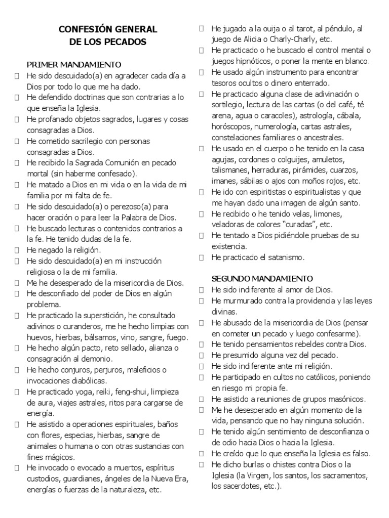Confesión General | PDF | Pecado | Dios