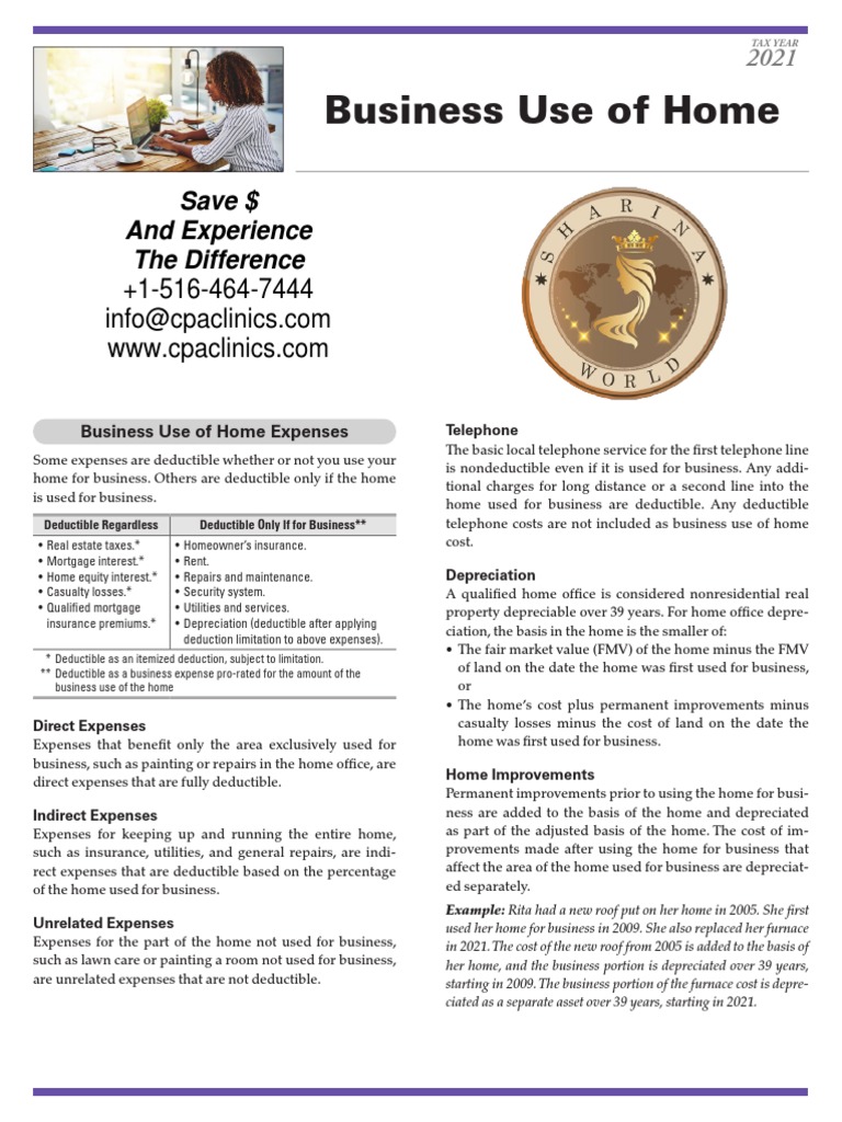 Business Use of Home 2021 | Download Free PDF | Tax Deduction ...