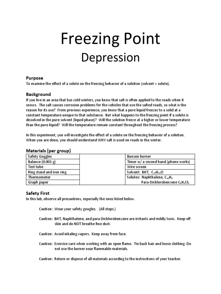 Freezing Point Lab | PDF | Melting Point | Continuum Mechanics