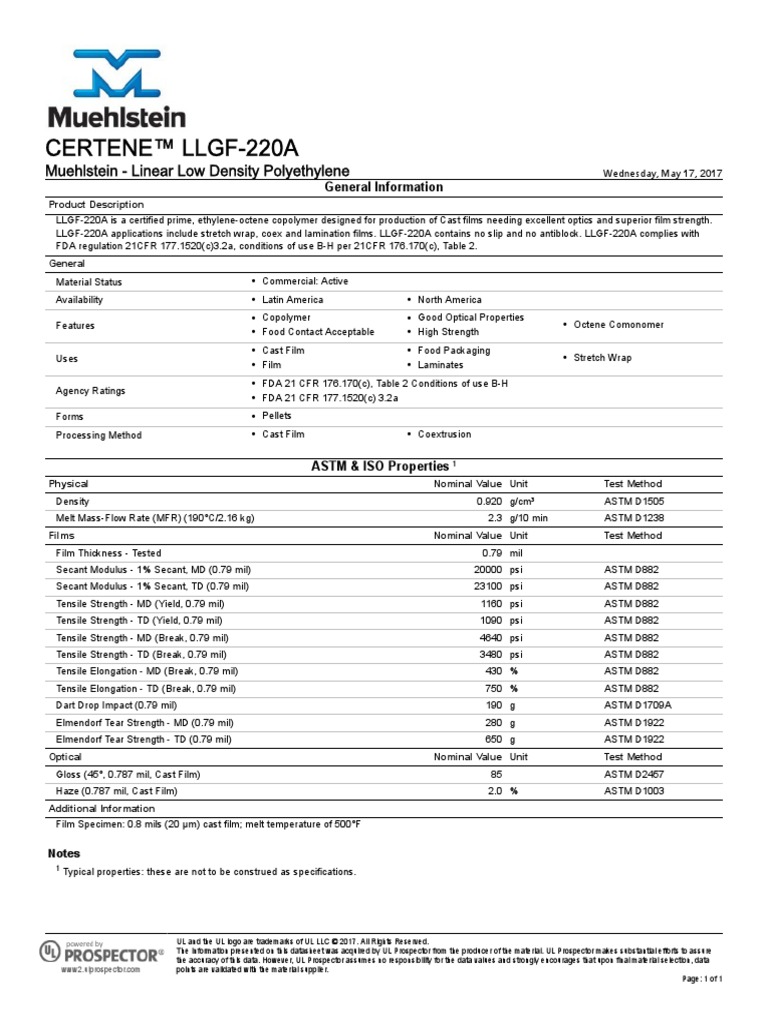 Certene™ Llgf-220a | PDF | Materials Science | Building Materials