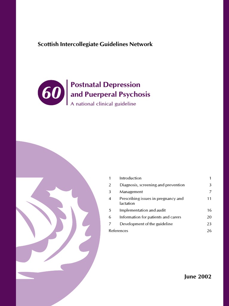 Postnatal Depression and Puerperal Psychosis: Scottish Intercollegiate Guidelines Network | PDF ...