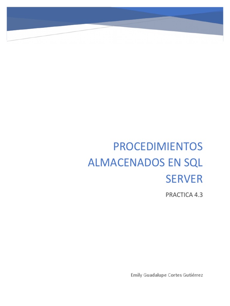 4.3 Procedimientos Almacenados | PDF | SQL | Paradigmas de programación