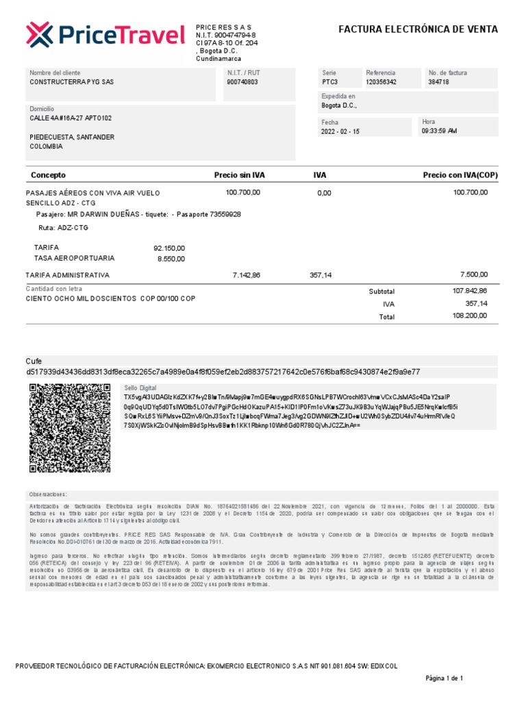Factura Electrónica Price Res S.A.S. | PDF
