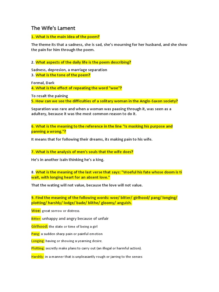 The Wife's Lament | PDF