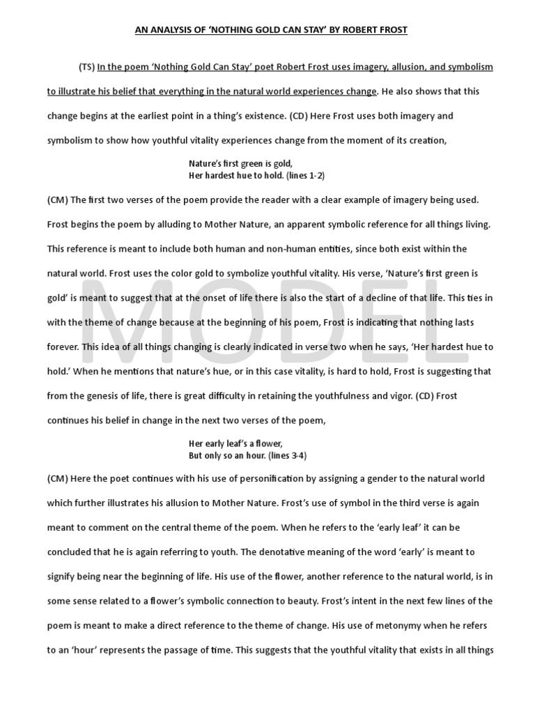 Analysis of Frost's "Nothing Gold Can Stay" | PDF | Garden Of Eden | Poetry