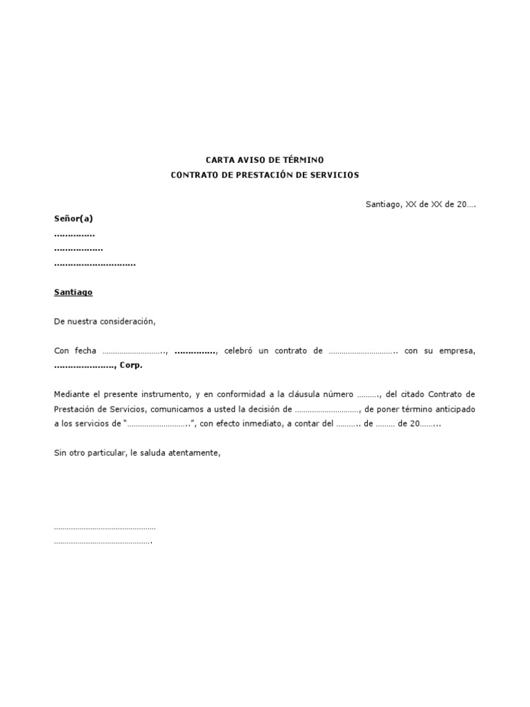 Modelo - Carta Término de Contrato | PDF