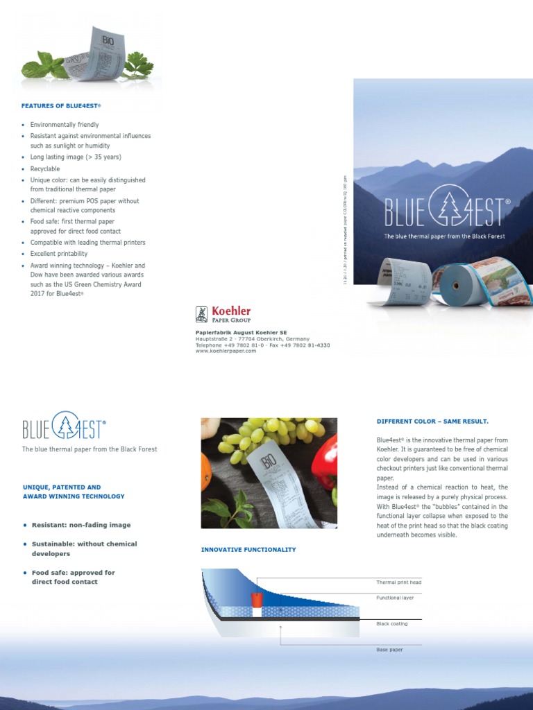 Features of Blue4Est: The Blue Thermal Paper From The Black Forest ...