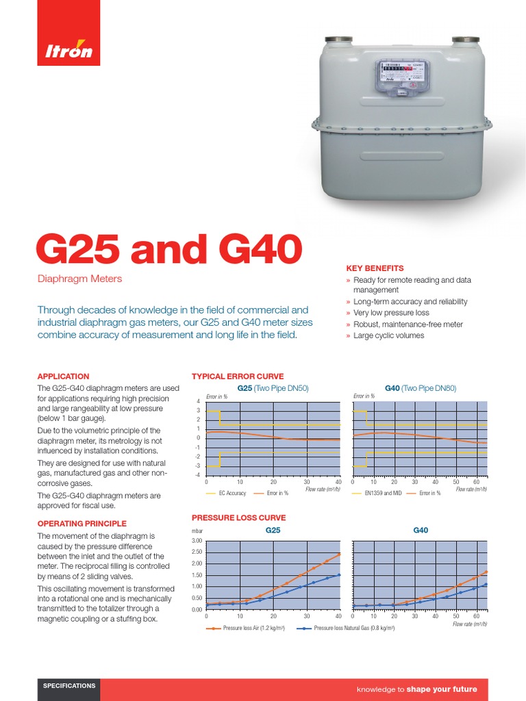 G25 and G40: Diaphragm Meters | PDF | Flow Measurement | Gases