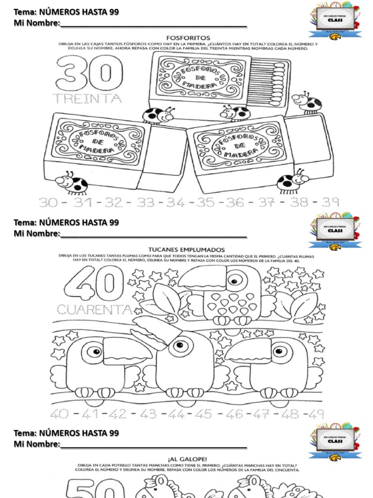 1st Números Hasta 99 TRABAJO 1 | PDF | Crecimiento personal y ...
