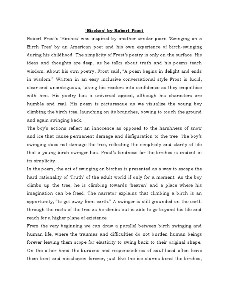 Birches' by Robert Frost | Download Free PDF | Ice | Poetry