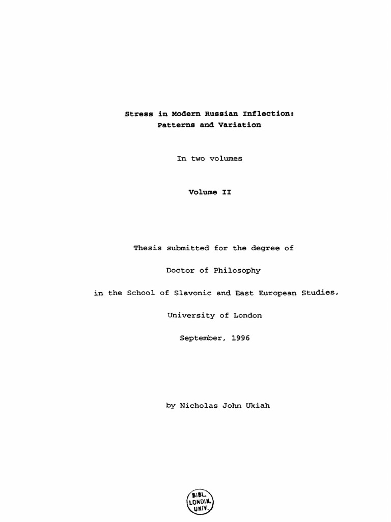 Stress Variation in Modern Russian Inflection | PDF | Preposition And ...