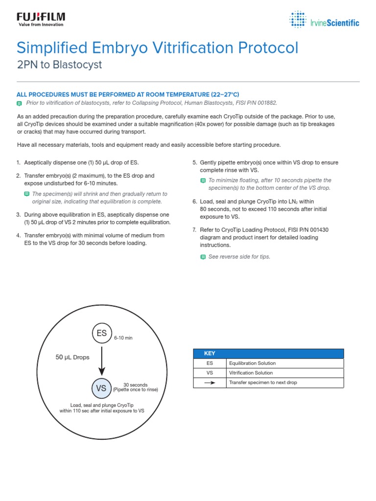 Simplified - Embryo Vitrification Protocol | PDF | Chemistry