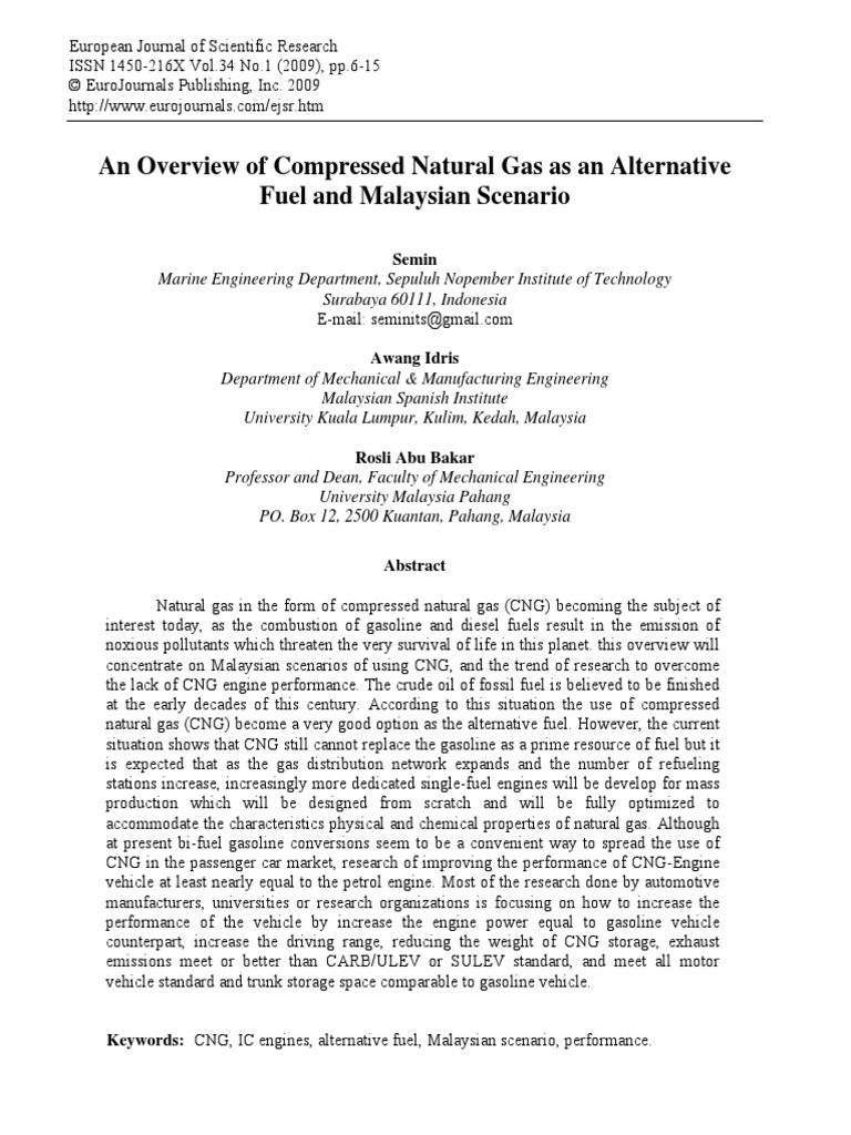 An Overview of Compressed Natural Gas As | PDF | Alternative Fuel | Engines