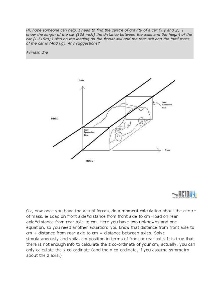 Cg Calculation | Suspension (Vehicle) | Weight