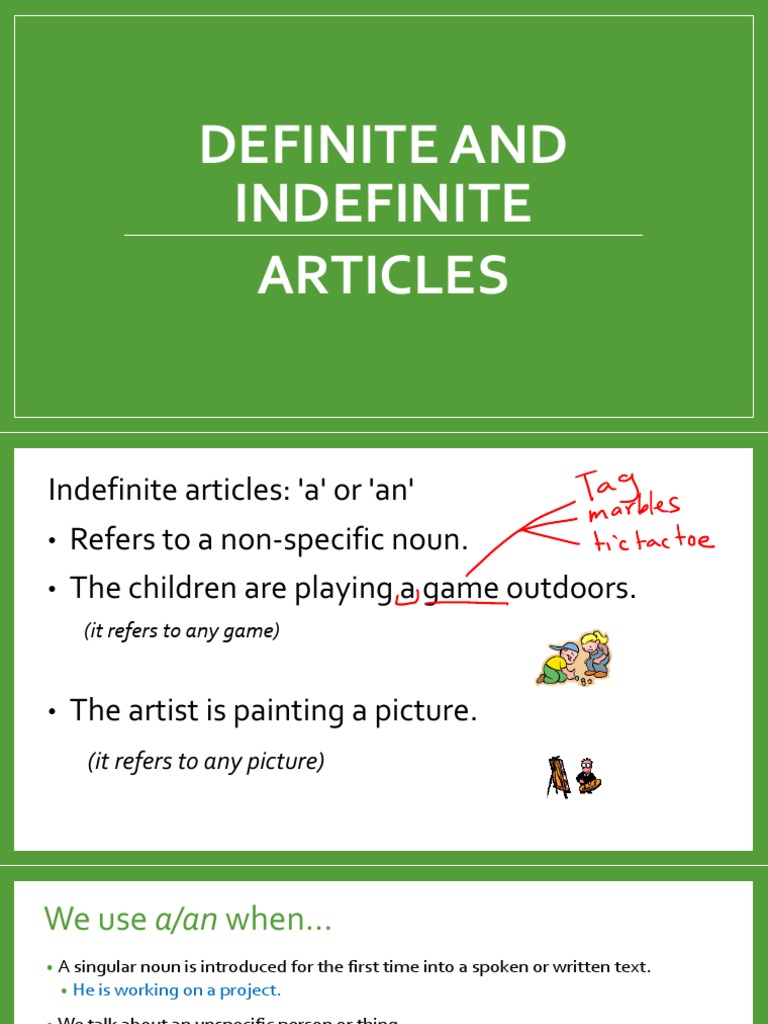 Definitive and Indefinitive Articles | PDF | Linguistic Morphology ...