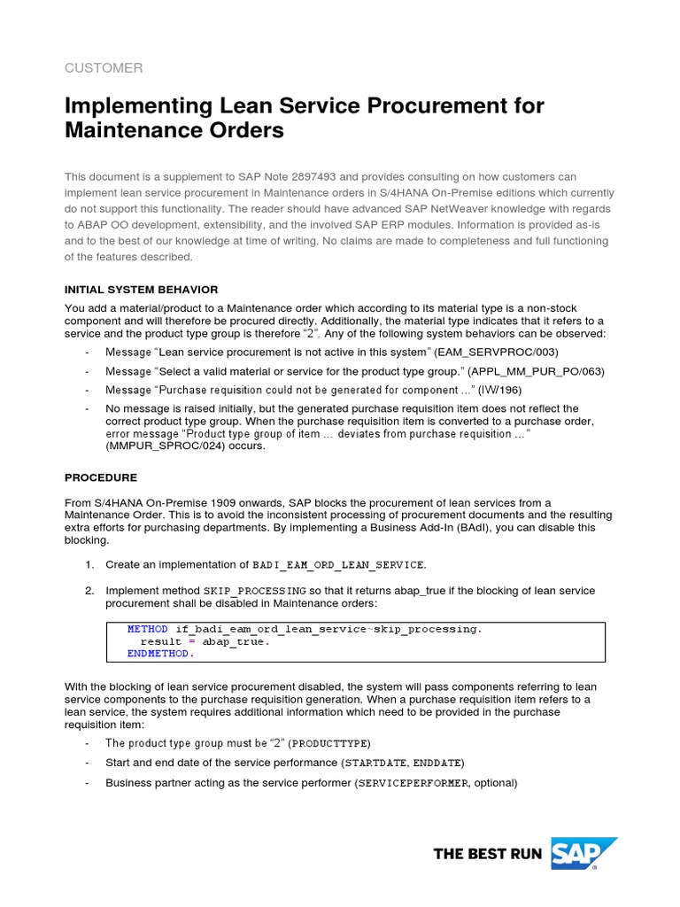 SAP Note 2897493 Example Implementation | PDF