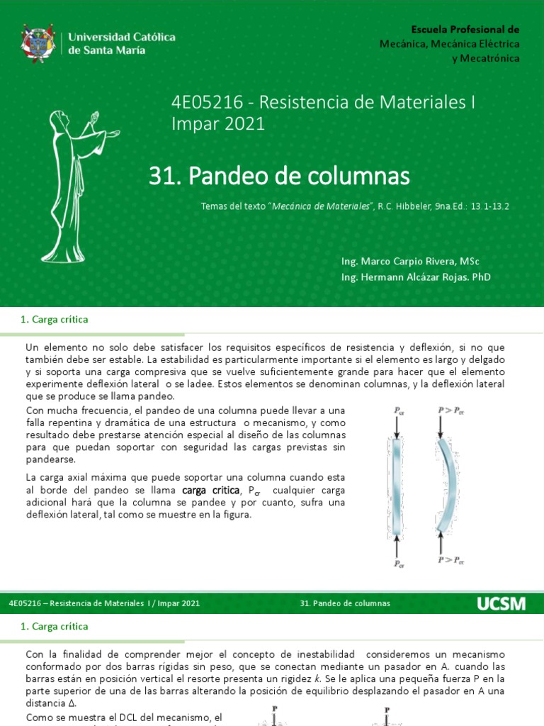 Análisis del pandeo de columnas y determinación de la carga crítica ...