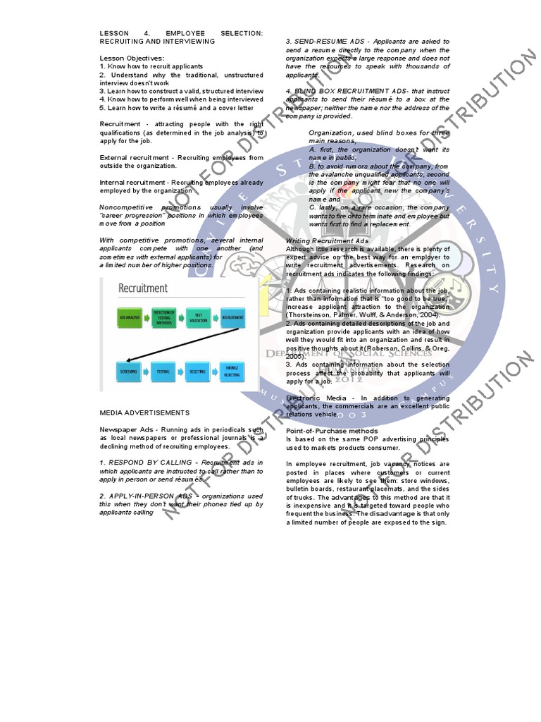 Chapter 4. Employee Selection - Recruitment and Interviewing | PDF | Résumé | Recruitment