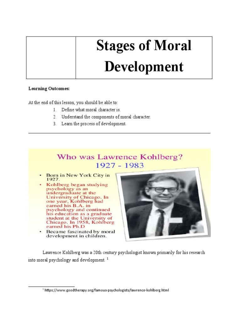 Stages of Moral Development: Learning Outcomes | PDF | Morality ...