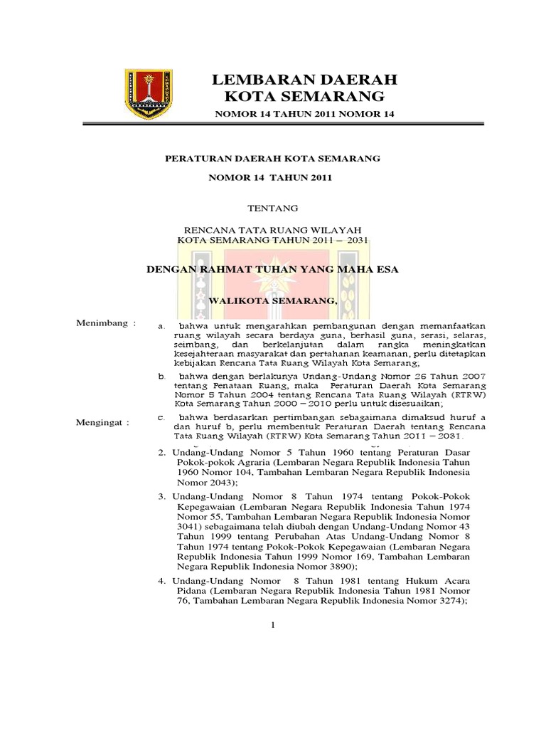 RTRW Kota Semarang 2011-2031 | PDF