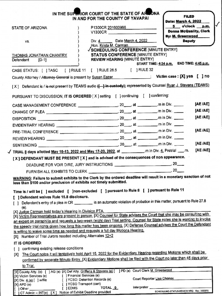 Trial Date Set For 3rd Thomas Chantry Trial | PDF