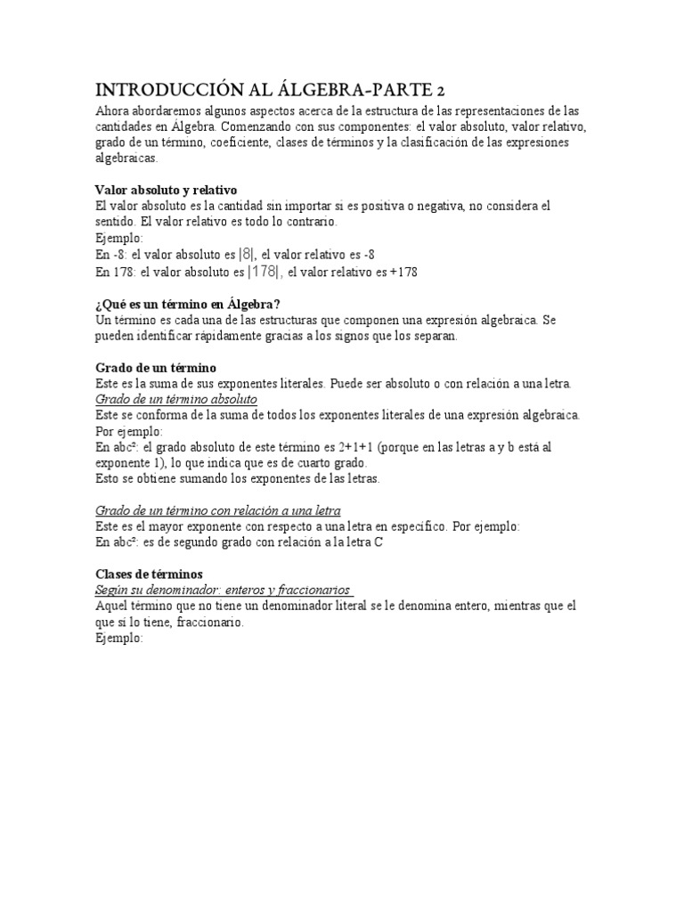 Introducción Al Álgebra | PDF | Estudios de idiomas extranjeros