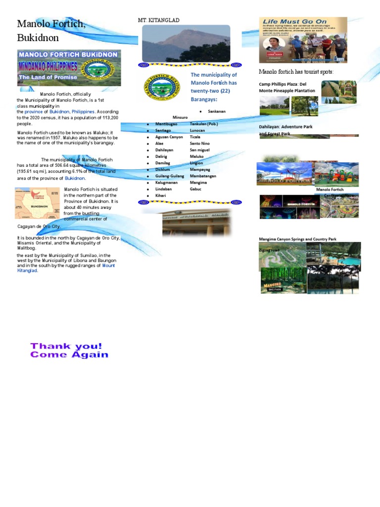 Manolo Fortich, Bukidnon: The Municipality of Manolo Fortich Has Twenty ...