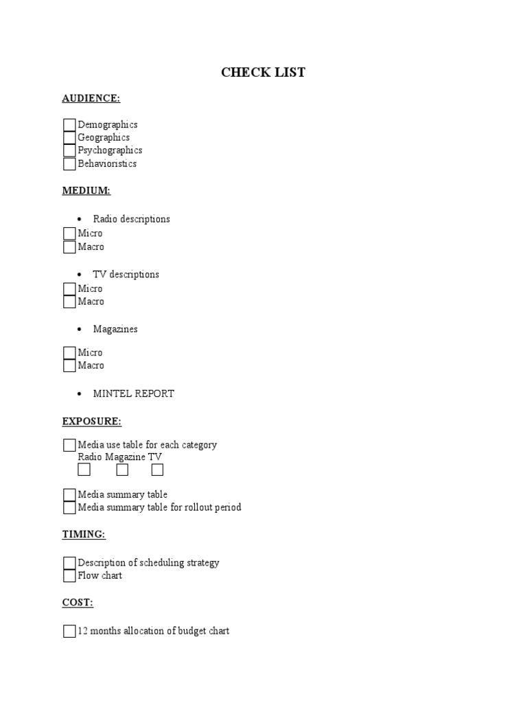 Check List | PDF