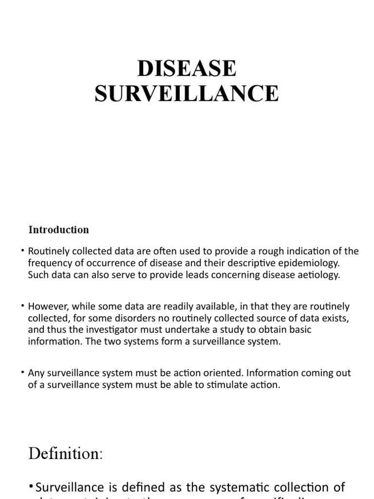 DISEASE SURVEILLANCE - Lecture Notes | PDF | Epidemiology | Surveillance