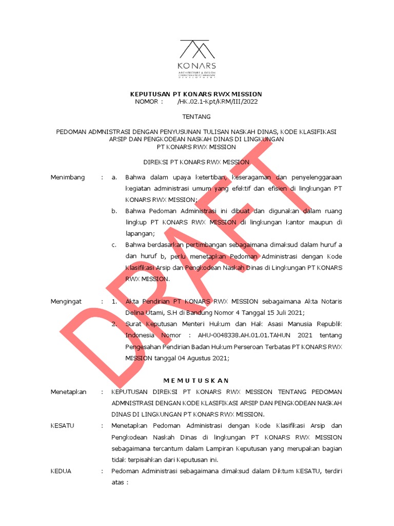 Draft Pedoman Administrasi | PDF