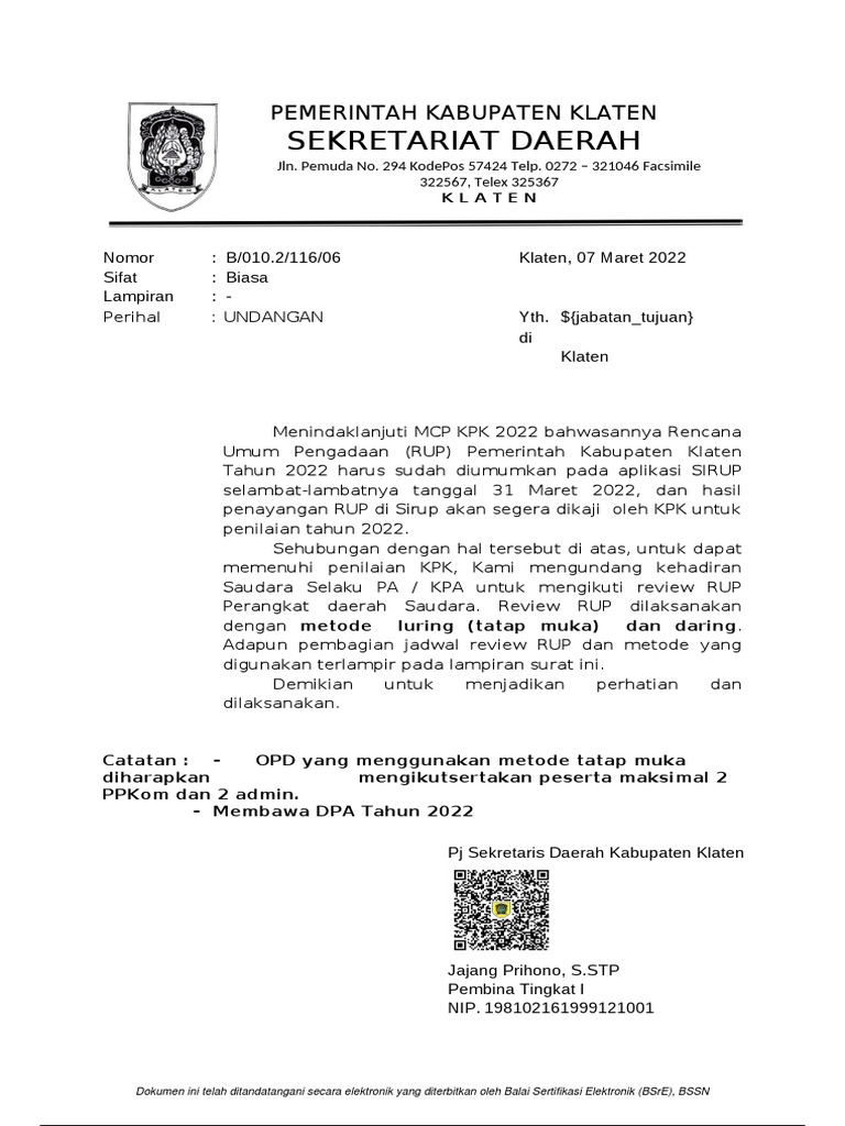 Undangan Review RUP 2022 | PDF