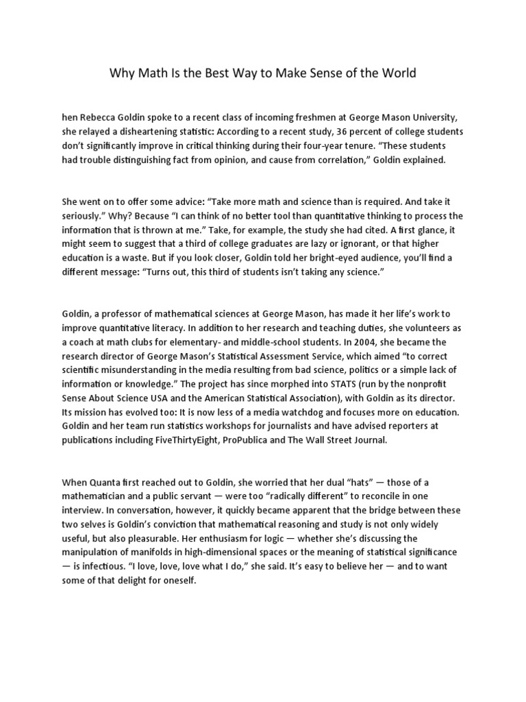 Why Math Is The Best Way To Make Sense of The World | Download Free PDF ...