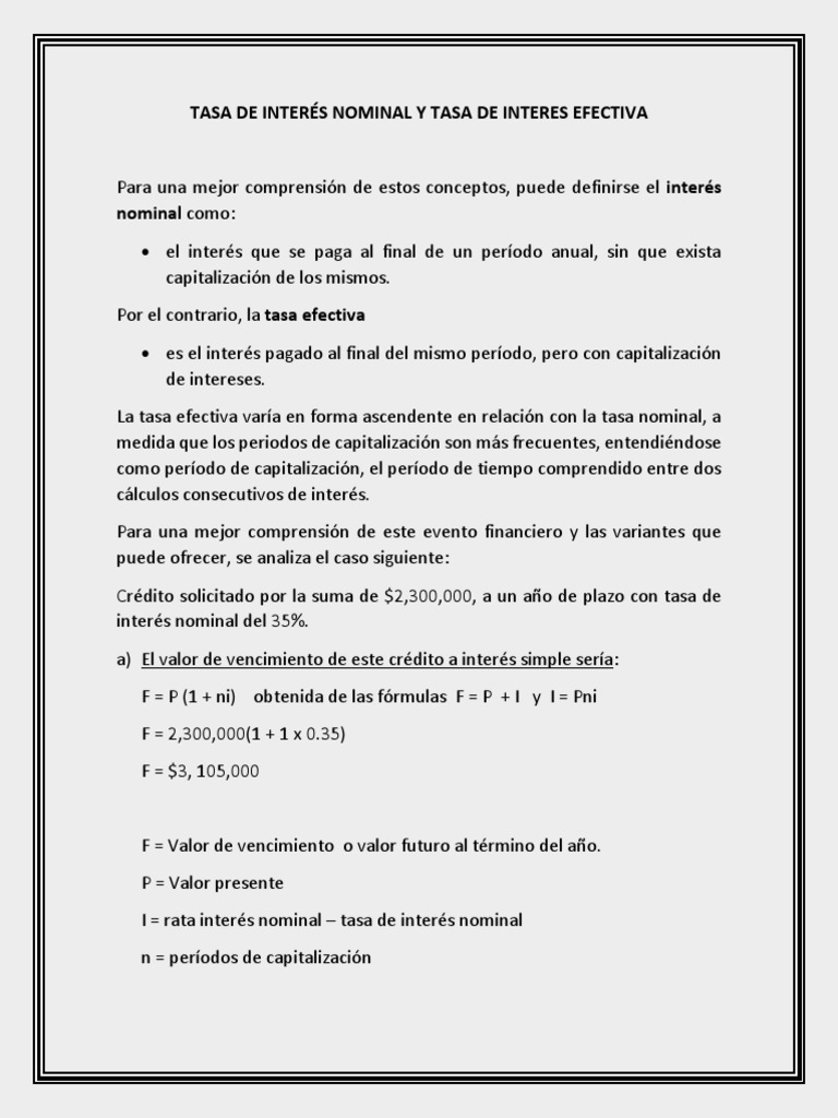 Tasa de Interes Nominal | PDF | Interés | Tasas de interés