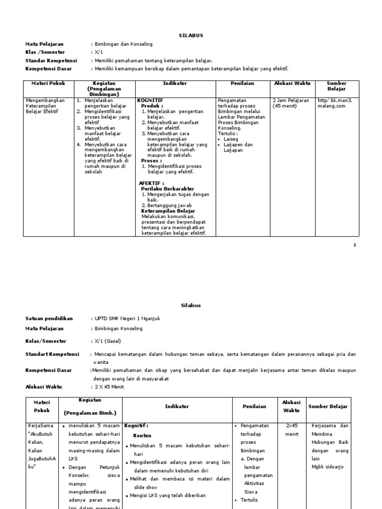 SILABUS X Ganjil | PDF