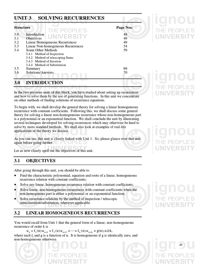 Unit 3 Solving Recurrences | PDF | Recurrence Relation | Mathematical Objects