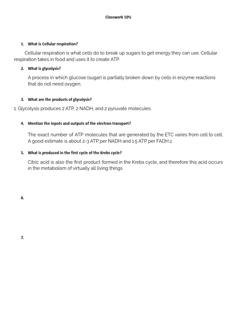 Biology - Cellular Respiration | PDF