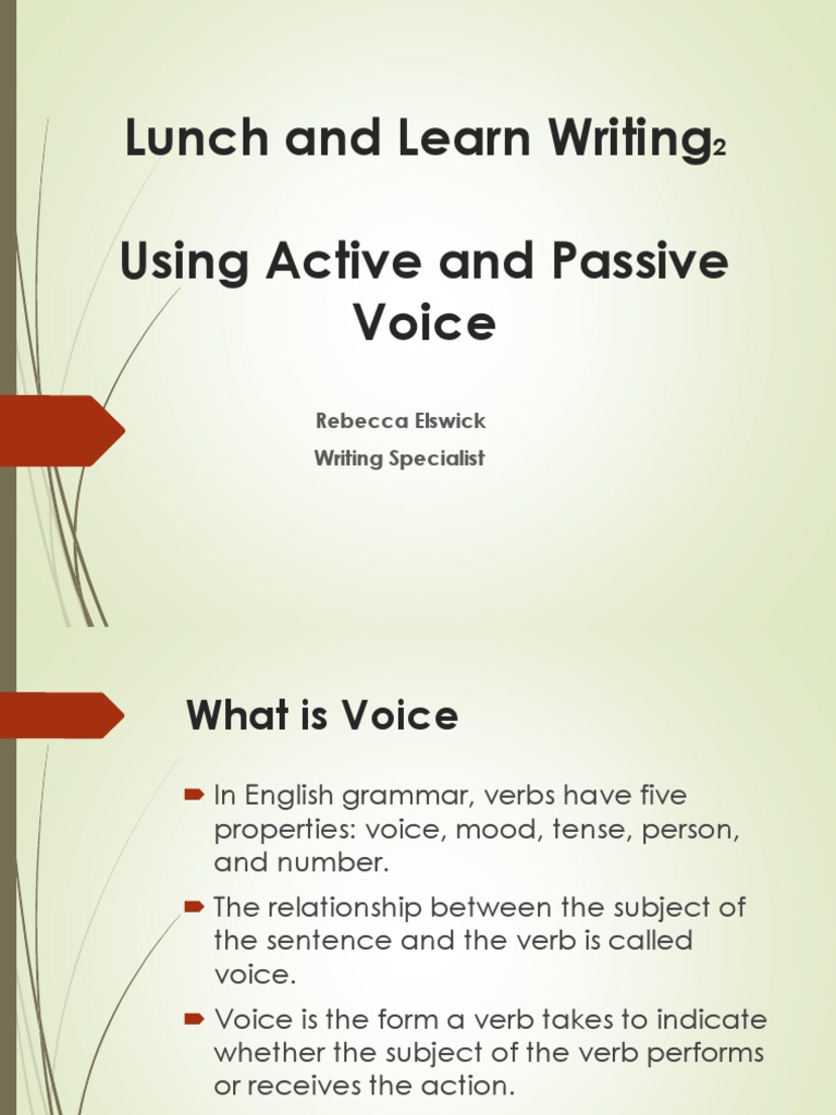 ASL Writing Center L&L 2 Active and Passive Voice | PDF | Subject ...