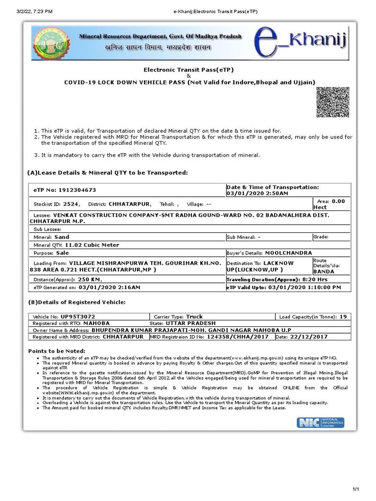 eTP Guide for Mineral Transporters | PDF | Transport