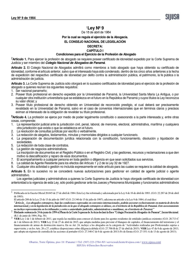 Ley #9: SIJUSA @derechos Reservados | PDF | Panamá | Derecho penal