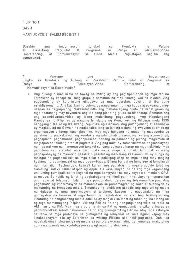 Filipino 1 Dec. 2, 2021 | PDF
