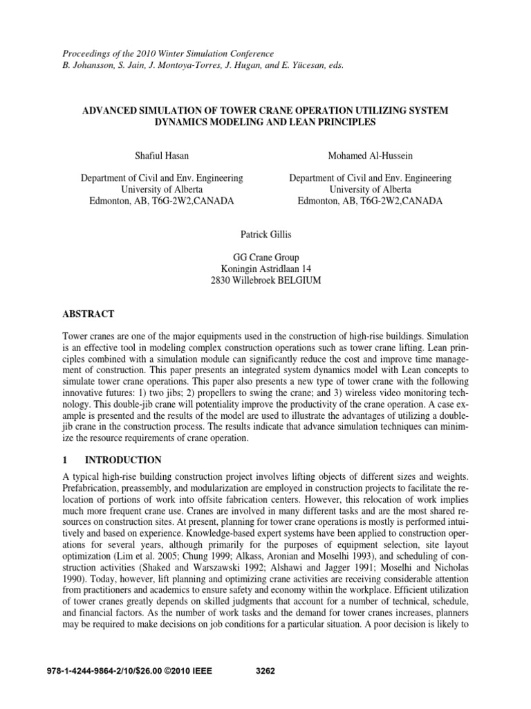 Advanced Simulation of Tower Crane Operation Utilizing System Dynamics Modeling and Lean ...