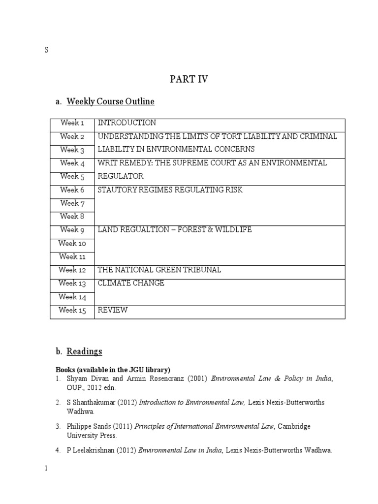 A. Weekly Course Outline: Books (Available in The JGU Library) | PDF ...