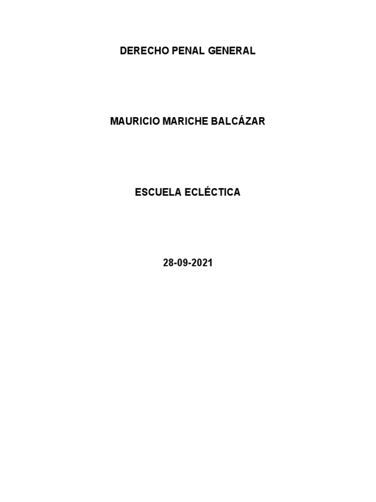 Fundamentos de la Escuela Ecléctica | PDF | Derecho penal | Castigos