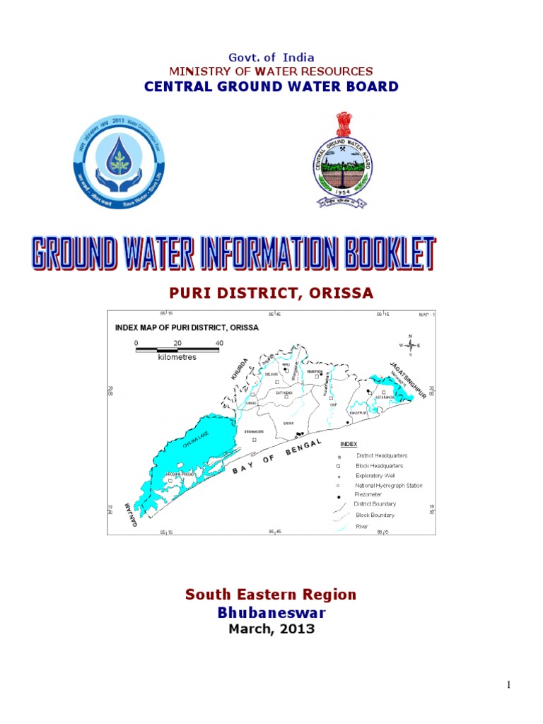 Central Ground Water Board: Puri District, Orissa | PDF | Groundwater | Aquifer