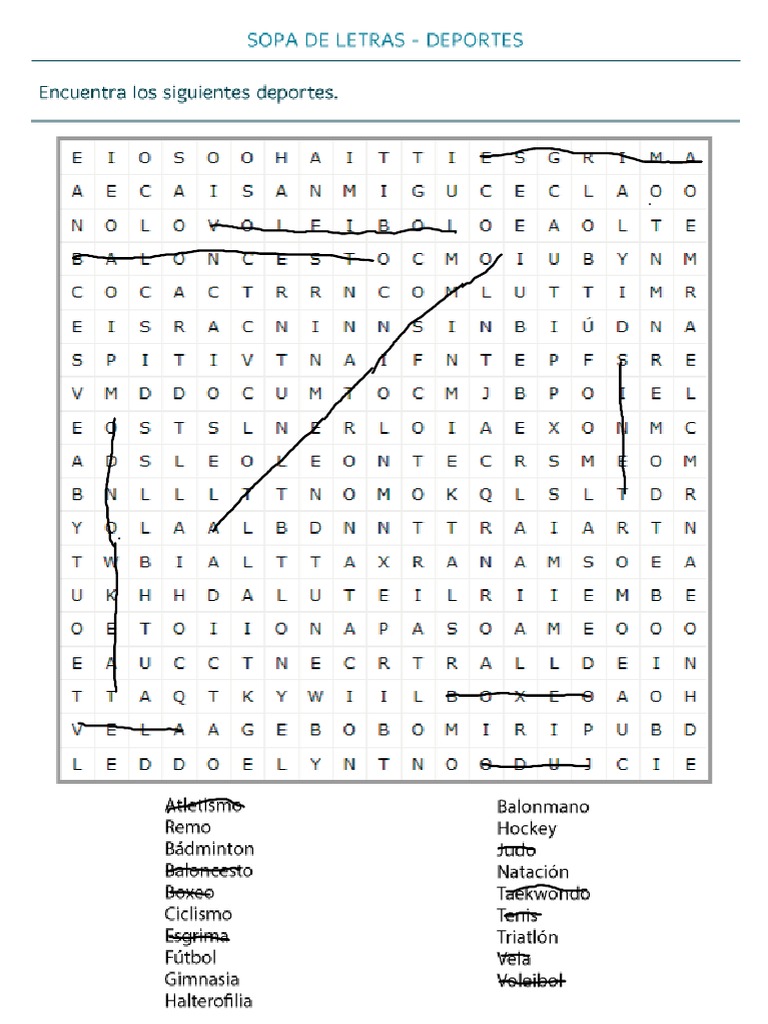 Sopa de Letras - Deportes | PDF