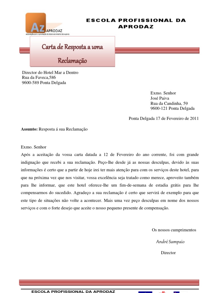 Carta Resposta A Reclamação | PDF