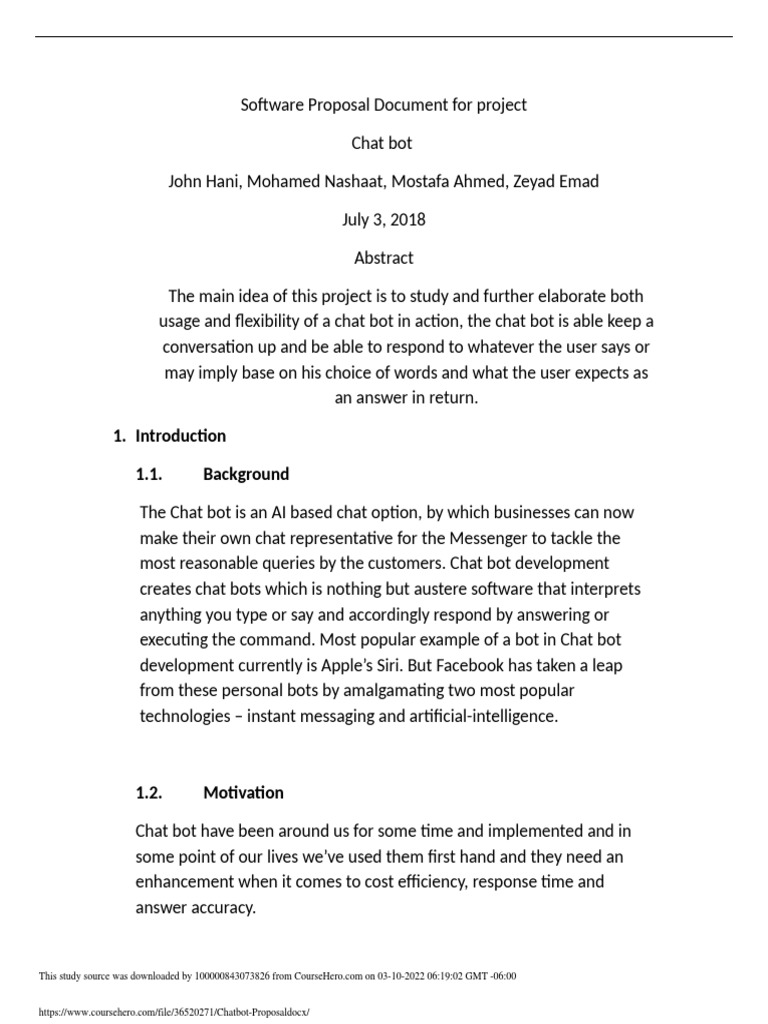 Chatbot Proposal | PDF | Internet | Cyberspace